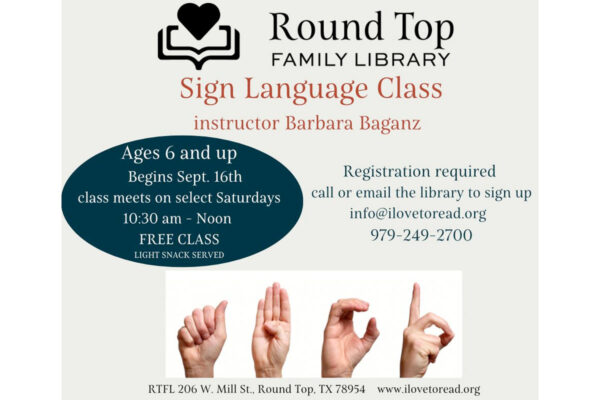 Round Top Family Library Sign Language Class - Round Top